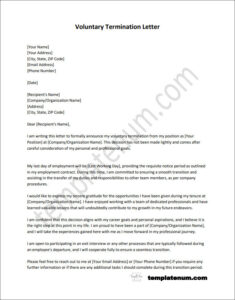 Voluntary Termination Letter Template (With Example)